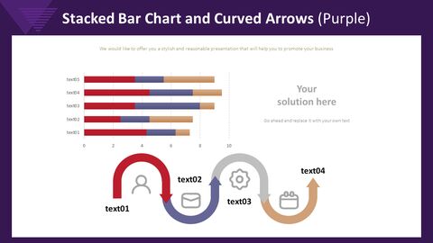 Stacked Bar Chart and Curved Arrows (Purple)