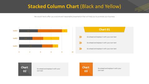 Stacked Column Chart (Black and Yellow)|Bar