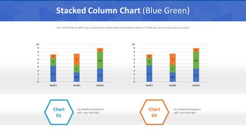 Stacked Column Chart (Blue Green)