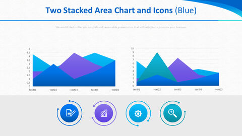 Two Stacked Area Chart and Icons (Blue)