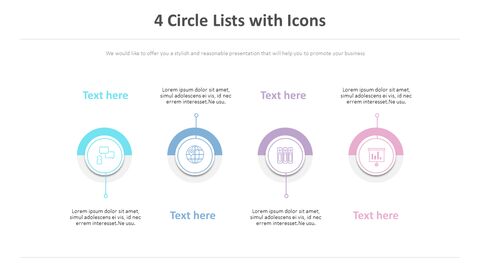 4 Circle Lists with Icons Diagram