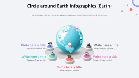 5 Circles around the Earth with Location Pins Diagram