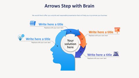Arrows Step with Brain Diagram|Infographics