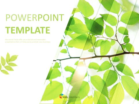 Free Powerpoint Template - June Fresh Leaves