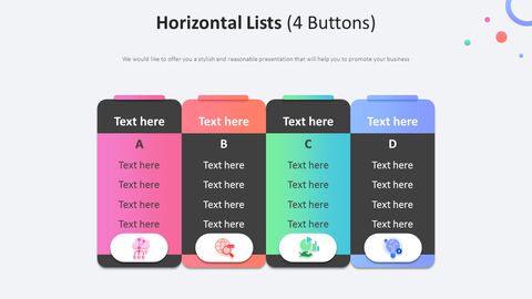 Horizontal Lists Diagram (4 Buttons)