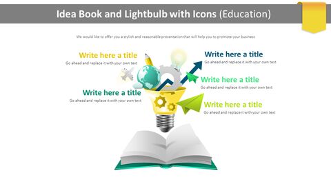 Idea Book and Lightbulb with Icons Diagram (Education)
