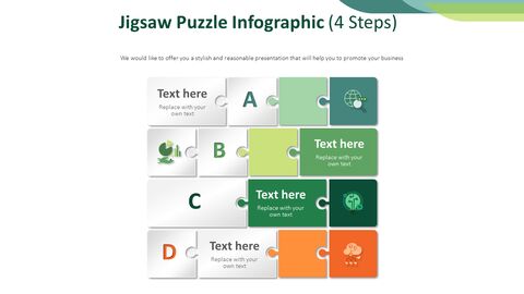 Jigsaw Puzzle Infographic Diagram (4 Steps)