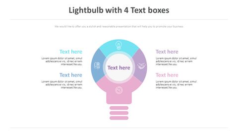 Lightbulb with 4 Text boxes Diagram|Infographics