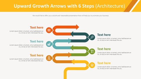 Upward Growth Arrows with 6 Steps Diagram (Architecture)