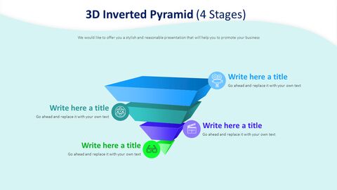 3D Inverted Pyramid Diagram (4 Stages)