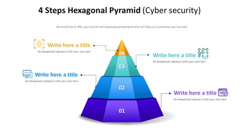 4 Steps Hexagonal Pyramid Diagram (Cyber security)