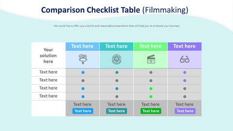 Comparison Checklist Table Diagram (filmmaking)