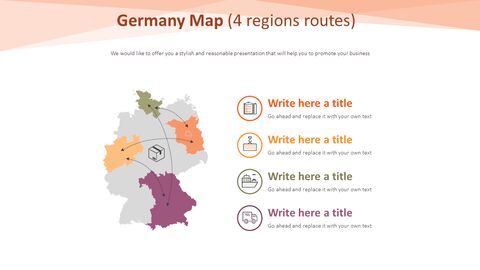 Germany Map Diagram (4 regions routes)