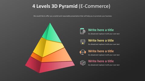 4 Levels 3D Pyramid Diagram (E-Commerce)