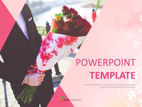 Free Google Slides Template Design - A Red Bouquet of Roses