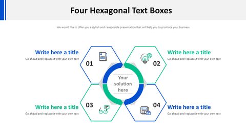 Four Hexagonal Text Boxes Diagram