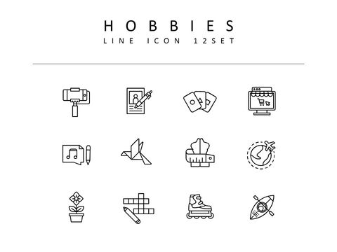Hobbies Icons Set Vector