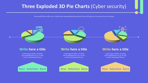 Three Exploded 3D Pie Charts (Cyber security)