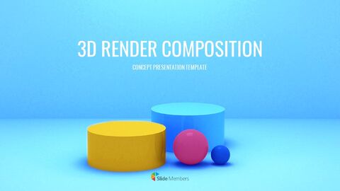 3D Render Composition Presentation Google Slides Templates