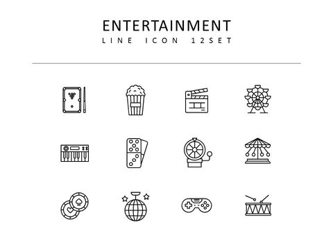 Entertainment Icons Set Vector