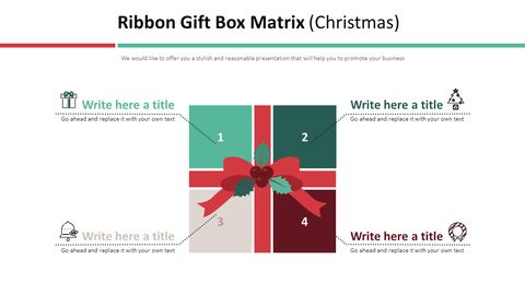 Ribbon Gift Box Matrix Diagram (Christmas) PPT Design Templates
