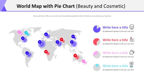 World Map with Pie Chart Diagram (Beauty and Cosmetic)