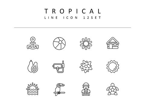 Tropical Icons Set Vector