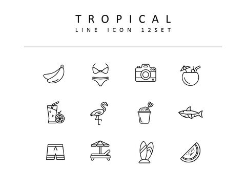 Tropical Icons Set Vector