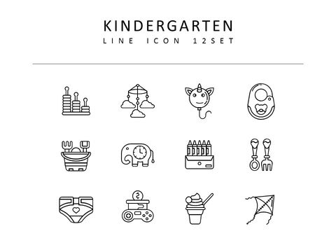 Kindergarten Icons Set Vector