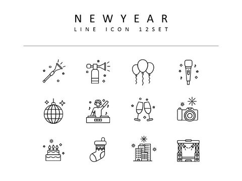 New year Icons Set