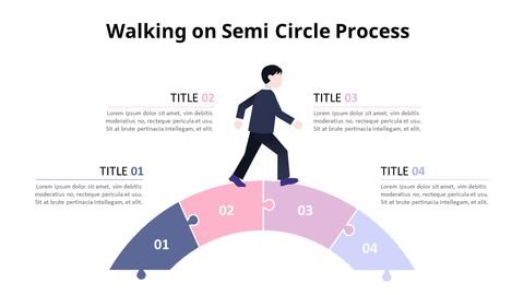 Diagrama de rompecabezas de proceso de semicírculo en tonos pastel