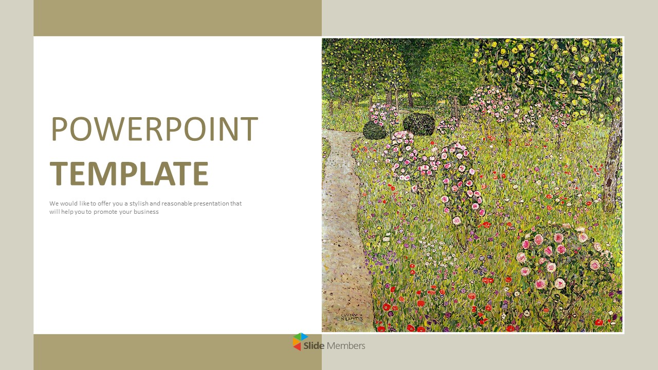 Gustav Klimt "Orchard With Roses" - Free PPT Template|Slides