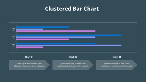 Cluster Bar with Three Bottom Side Texts