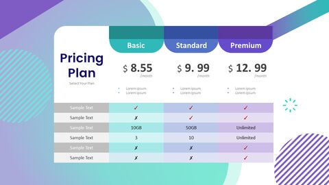 Cloud Service Pricing Plan Template Layout