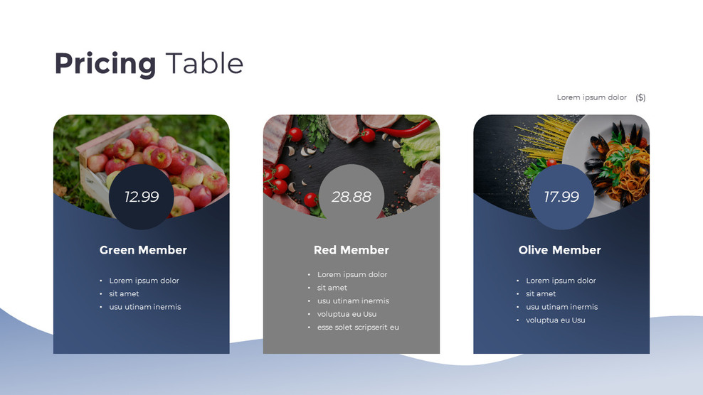 Pricing Table Simple Slide