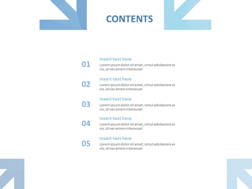 Blue Arrow Pointing Center - Free PPT Sample