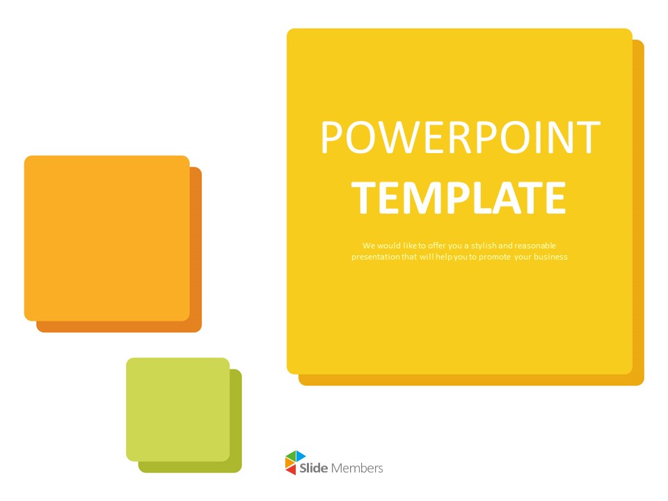 Free PPT Template - Yellow Orange Yellowgreen Squares