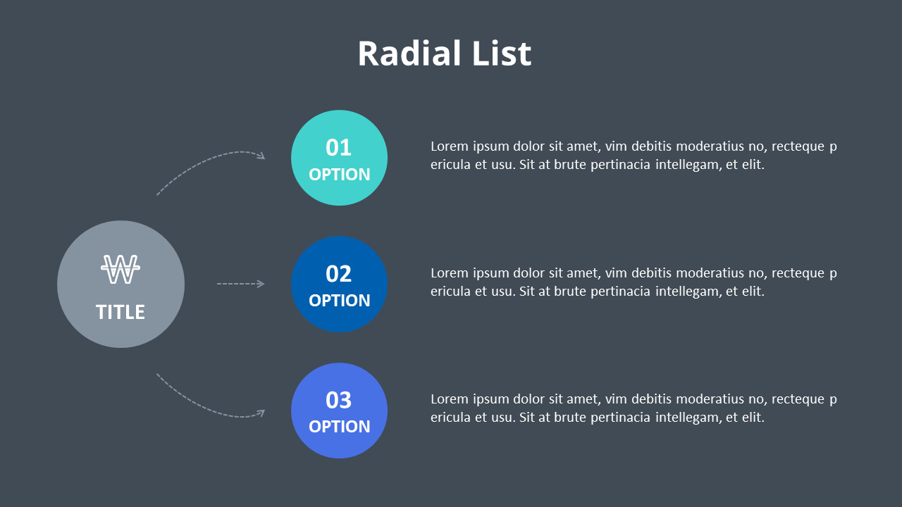 Vertical Radial List Diagram