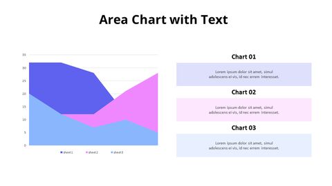 3 Stages Filled Area Chart with List