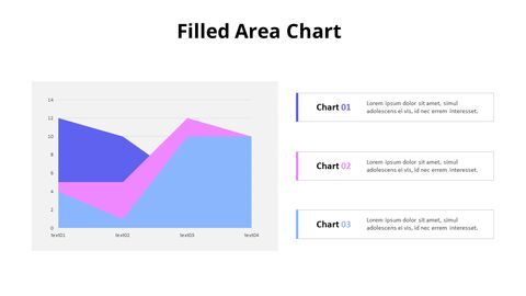 3 Stages Filled Area Chart with List