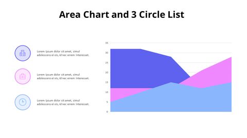 3 Stages Filled Area Chart with List