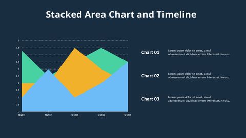 3 Stages Filled Area Chart with List