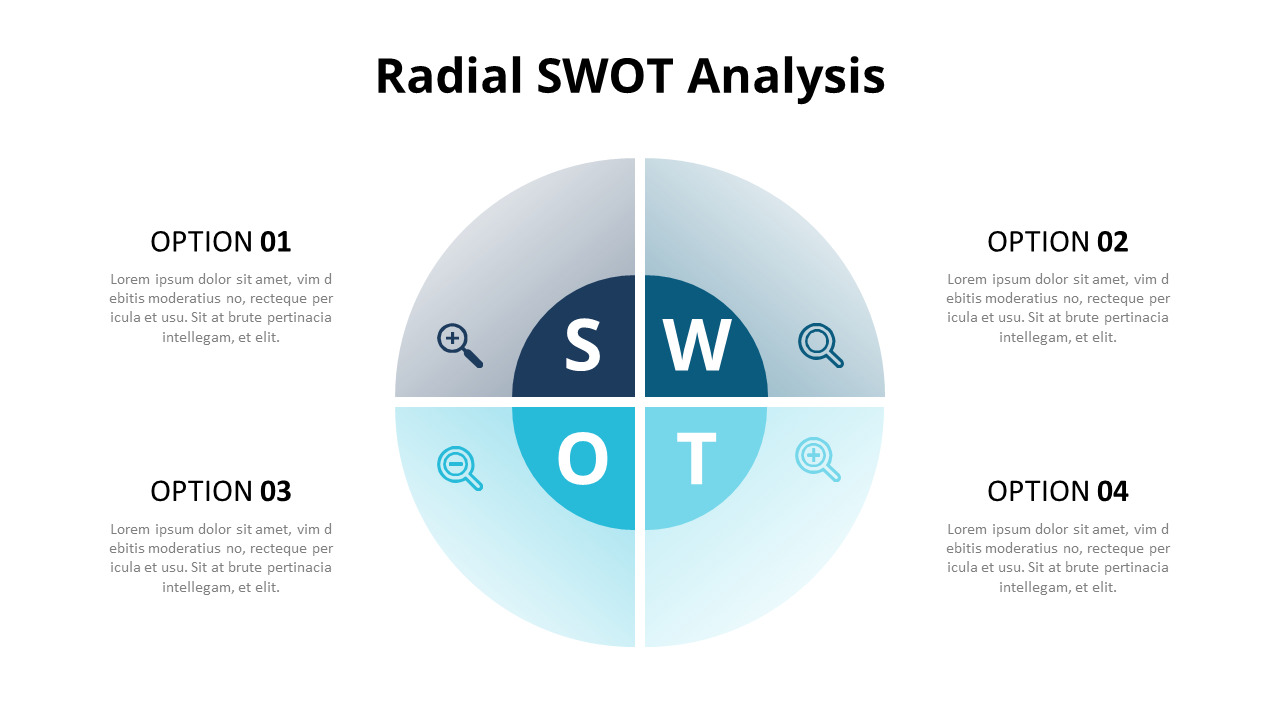 Circle SWOT Analysis Diagram Animated Slides
