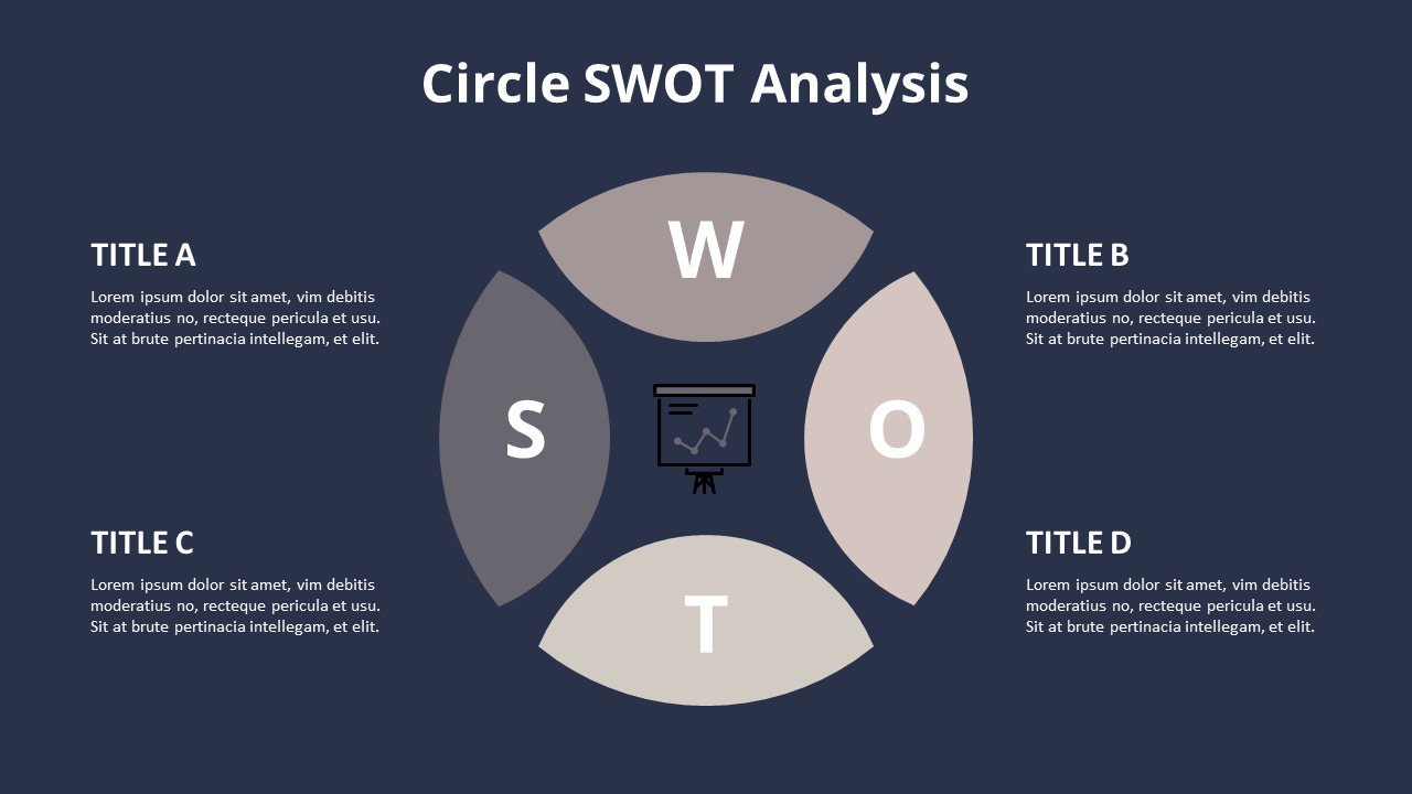Circle SWOT Analysis Diagram Animated Slides