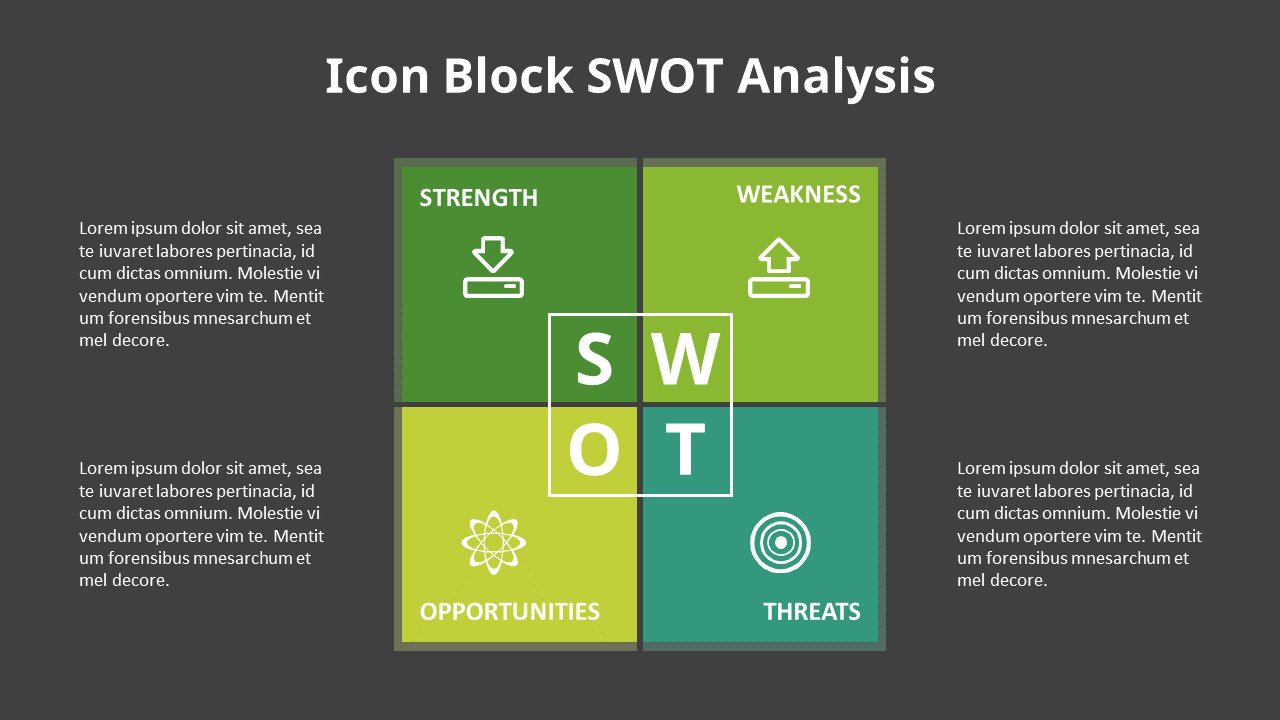 SWOT Grid Analysis Diagram Animated Slides in PowerPoint