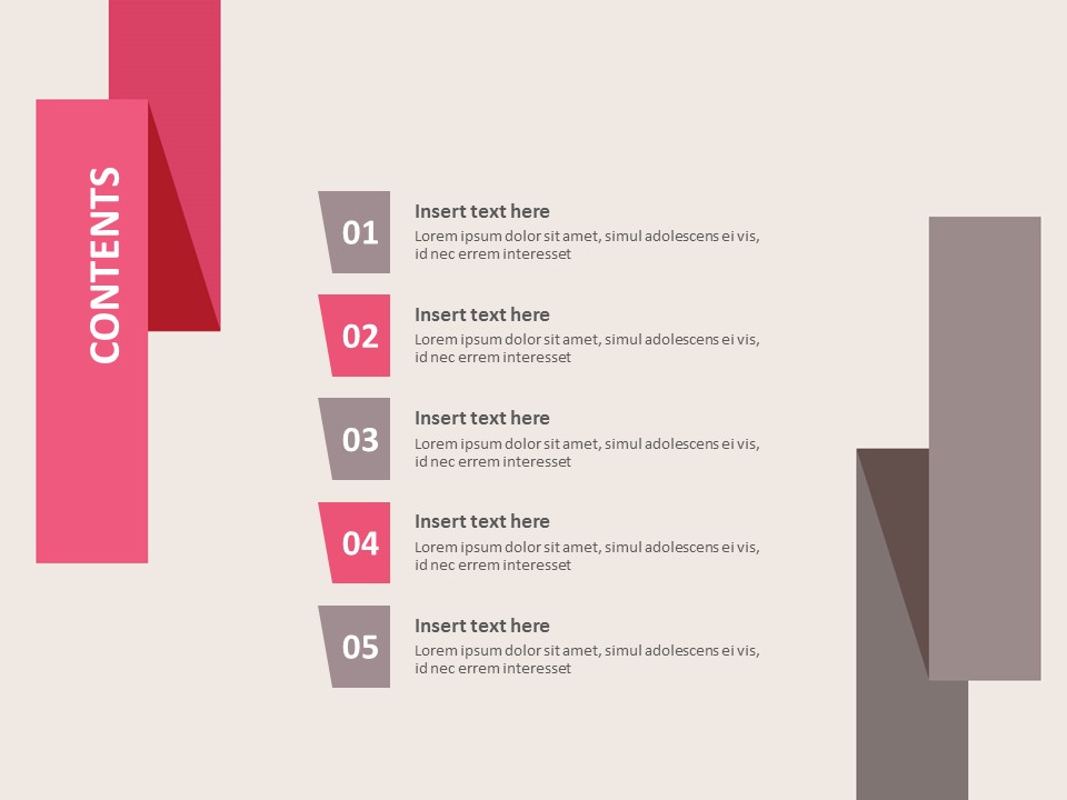 Folded Shape With Gray and Pink - Free PPT Template