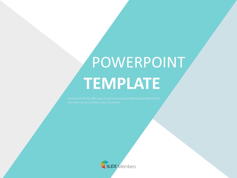 Free Powerpoint Template - Turqouis Diagonal Lines With Two Gray Triangles