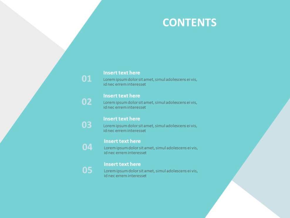 Free Powerpoint Template - Turqouis Diagonal Lines With Two Gray Triangles