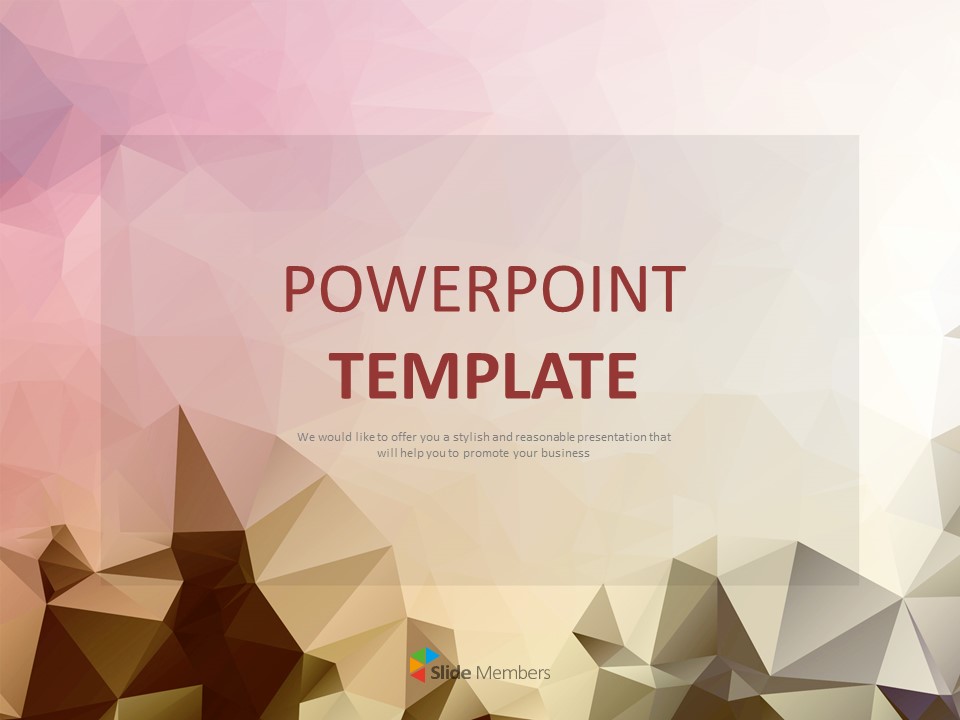 Free PPT Template - Pink Background With Gray Triangled Pattern|Slides