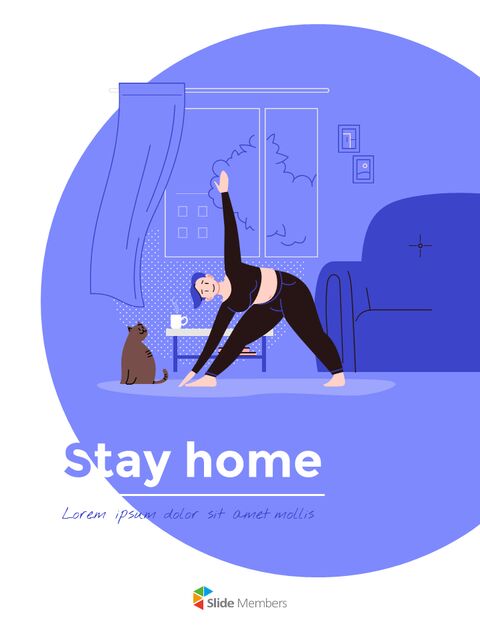 Stay Home Flat Illustration Design Pack Presentation Templates Design